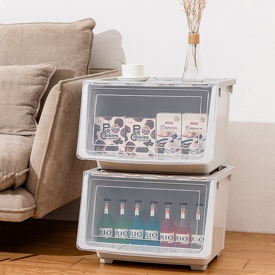 Large Storage Box Side Flip Opening Plastic Clothes Sundries Snack Toy ...