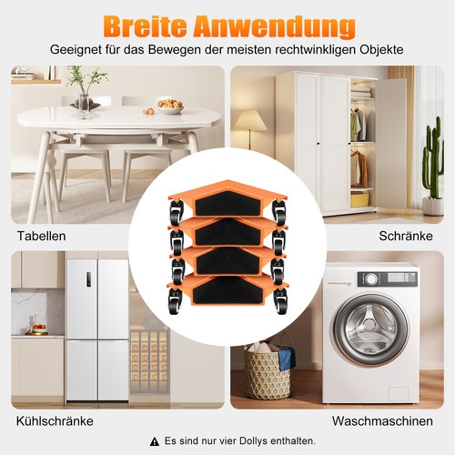 1433 LBS Handle Desk Cabinet Corner Mover Casters Furniture Dolly ...