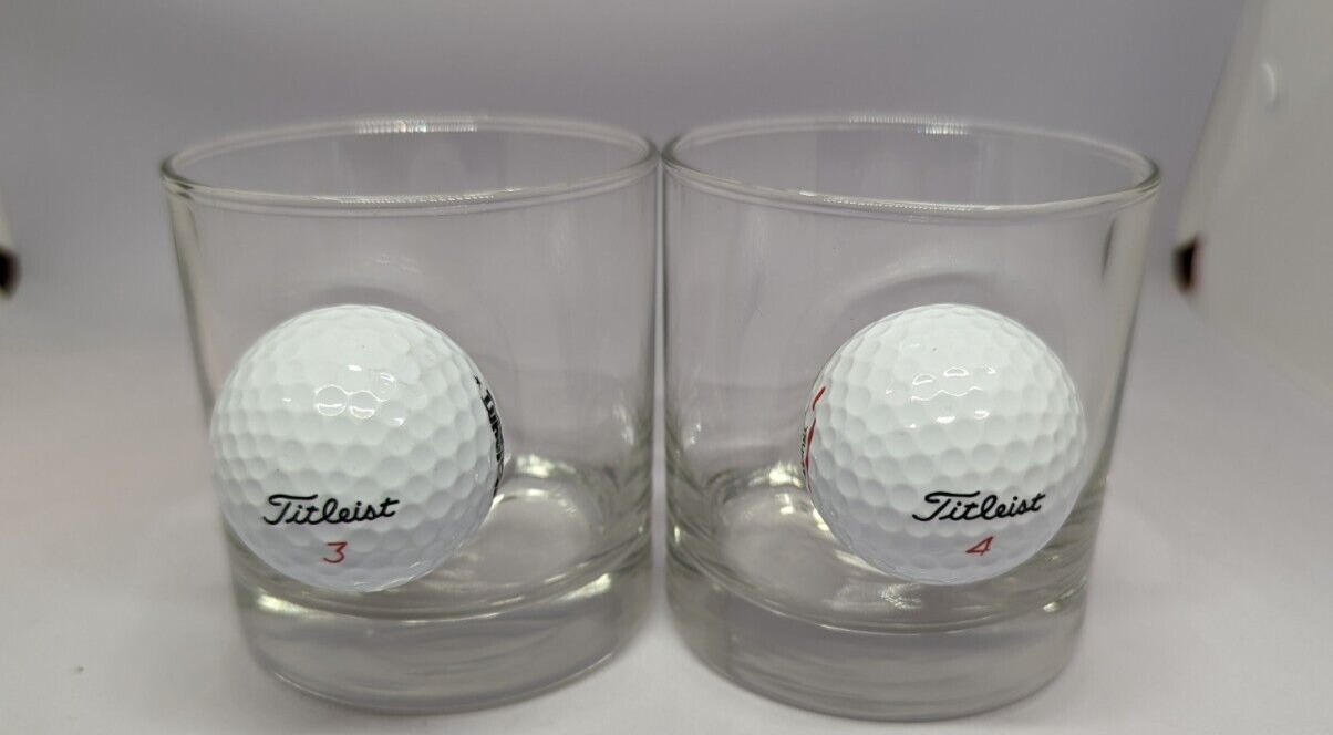 Ben Shot Titleist Golf Ball Rocks Glass - Set of 2 - Bourbon Whiskey | eBay