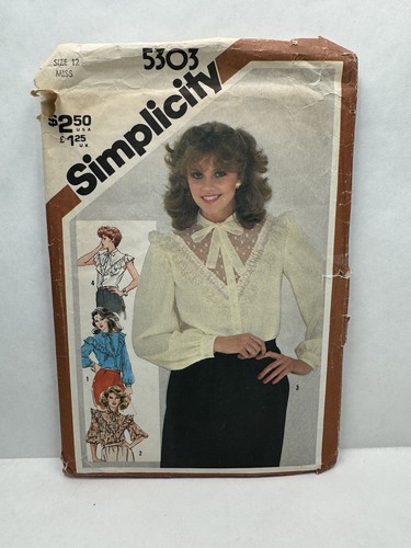 Simplicity 5303 Misses Blouse Shirt Top Ruffles Pattern 12 Bust 34" Cut ...