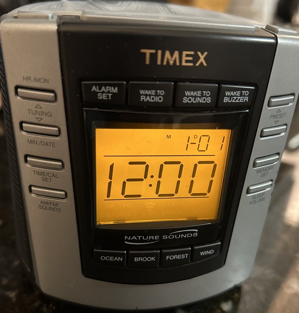 Timex T300B NATURE SOUNDS Sleep Wake Digital Alarm Clock Radio Works ...