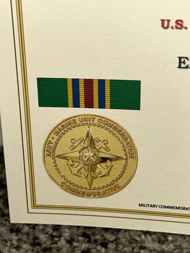 NAVY MERITORIOUS UNIT COMMENDATION COMMEMORATIVE CERTIFICATE ~ T-2 / W ...