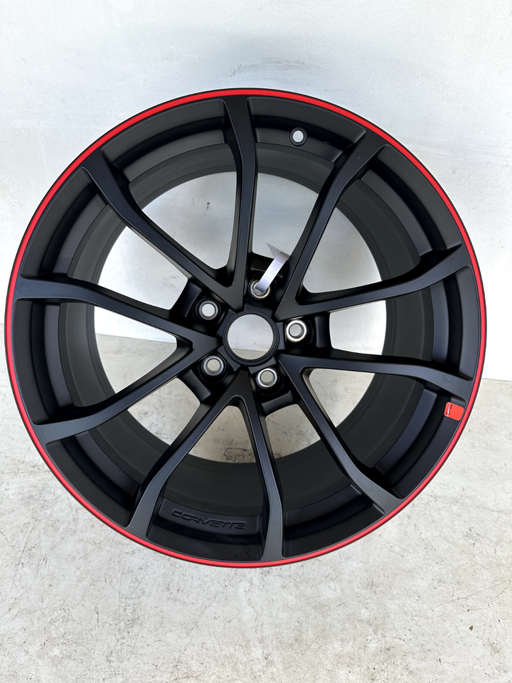 GM C7 Grand Sport Corvette Wheel Satin Black Red Stripe 2017-19; 19in ...