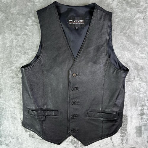 Wilson’s The Leather Experts Black Button-up Leather Vest Size Small | eBay