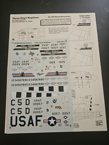 Three Guys Replicas 1/72 B-52H Stratofortresses Decal #TGR-72004 | eBay