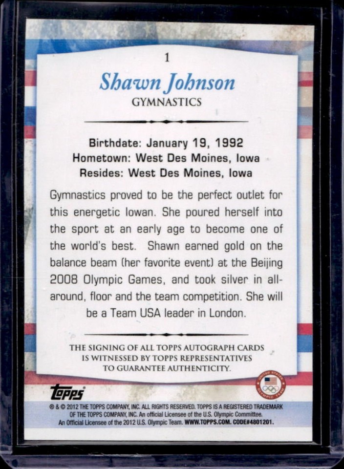 2012 Topps U.S. Olympic Team & Hopefuls Shawn Johnson Auto #1 USA | eBay