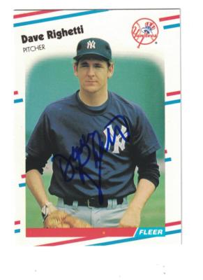Dave Righetti AUTOGRAPHED 1988 FLEER GLOSSY BASEBALL CARD SIGNED NEW ...
