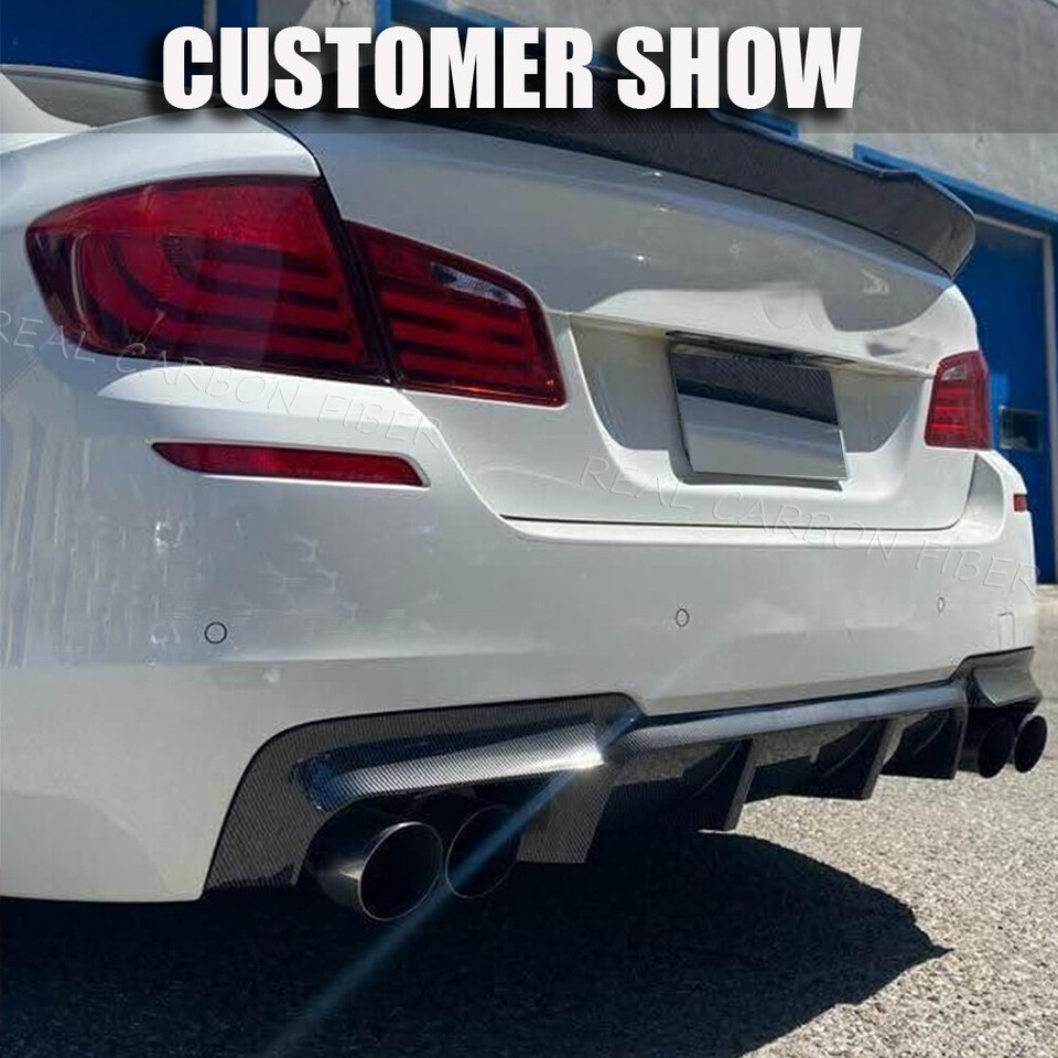 REAL CARBON Rear Bumper Lip Diffuser For BMW F10 528i 530i 550i M-Sport ...