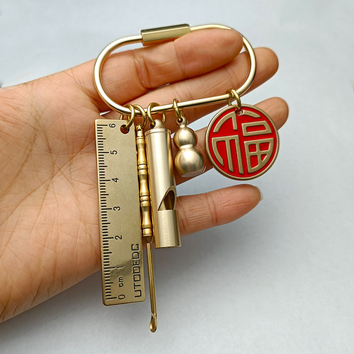 Brass Keychain With Lock D Key Chain Camping Buckles Hooks Key Ring ...