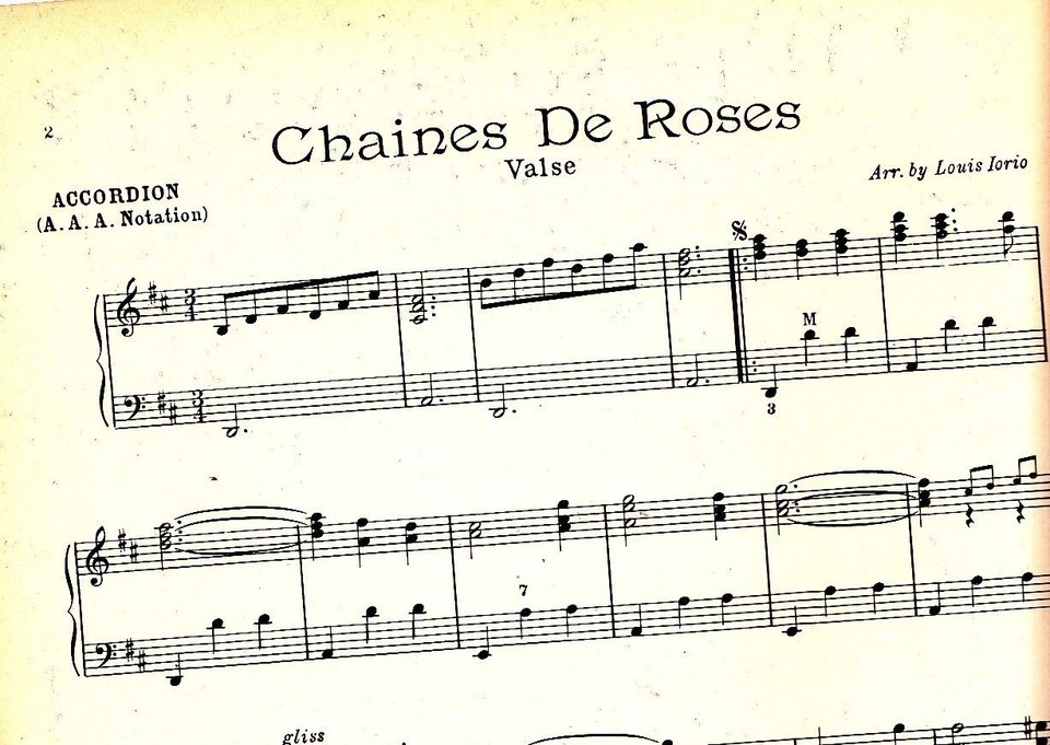 Chaines de Roses Louis Iorio 1951 Vintage Accordion Sheet Music | eBay