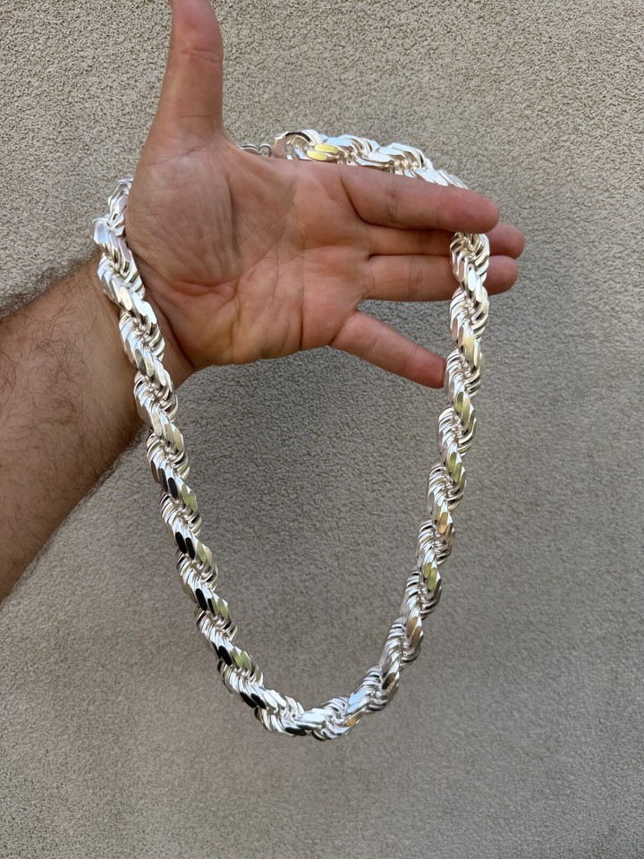 Real Solid 925 Silver 16.5mm Thick Men's Kilo Rope Chain Dookie ...
