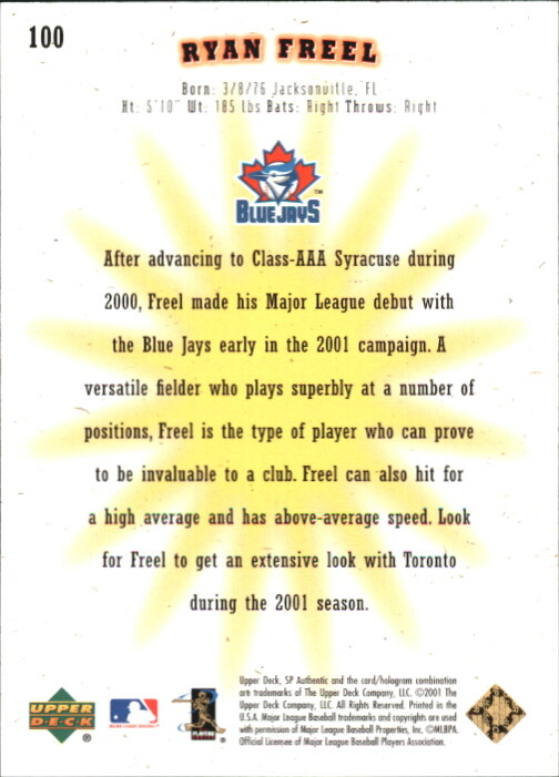 2001 SP Authentic Limited #100 Ryan Freel FW /50 - NM-MT | eBay