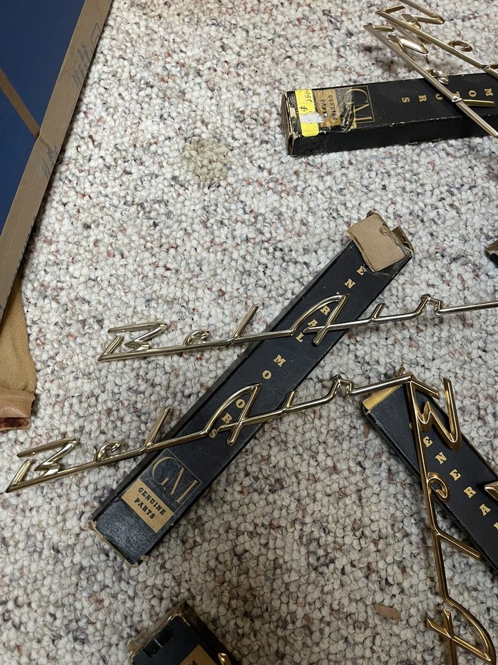 NOS 1957 Chevrolet Belair Gold Scripts 4692821 | eBay