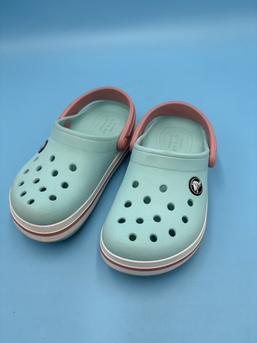 Crocs Crocband Clog Kids' J2 Ice Blue/White/Pink Lightweight Comfort Sz ...