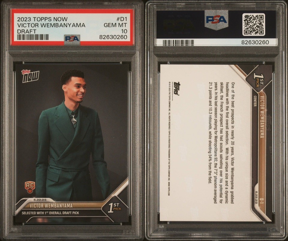 2023 TOPPS NOW DRAFT VICTOR Wemby WEMBANYAMA #D1 1ST ROOKIE CARD RC PSA ...