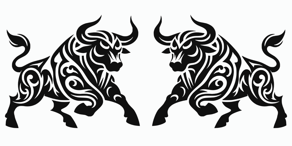 Charging Rampaging Tribal Bull Ox Die Cut Vinyl Decal Sticker Left ...