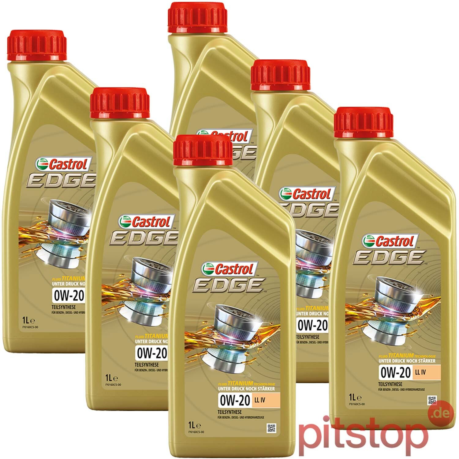 6x 1L = 6L CASTROL EDGE 0W-20 LL IV mit FLUID TITANIUM MOTORÖL ÖL VW ...