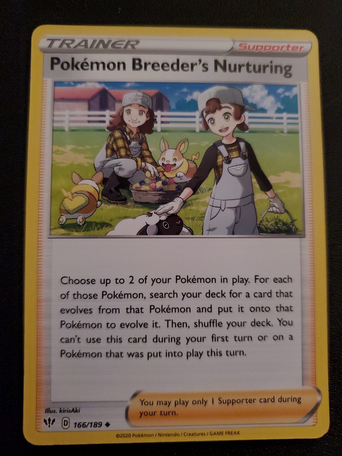 Pokémon Darkness Ablaze Pokemon Breeder's Nurturing Uncommon Card 166/ ...