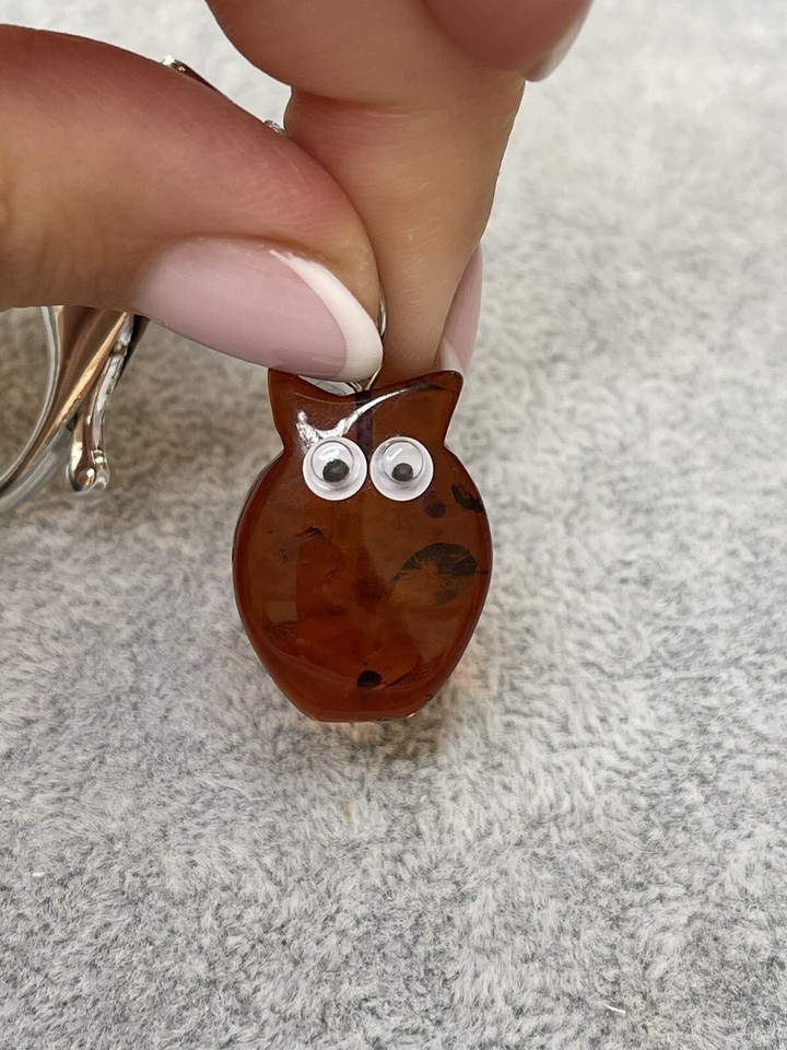 Natural BALTIC Amber Stone Keychain. Amber OWL Keychain.Amber Stone ...