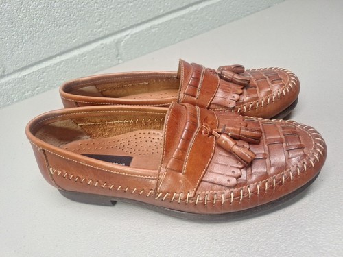 Croft & Barrow Shoes Tan Leather Loafers 8.5 M Kilt Tassel Weave 7615 ...