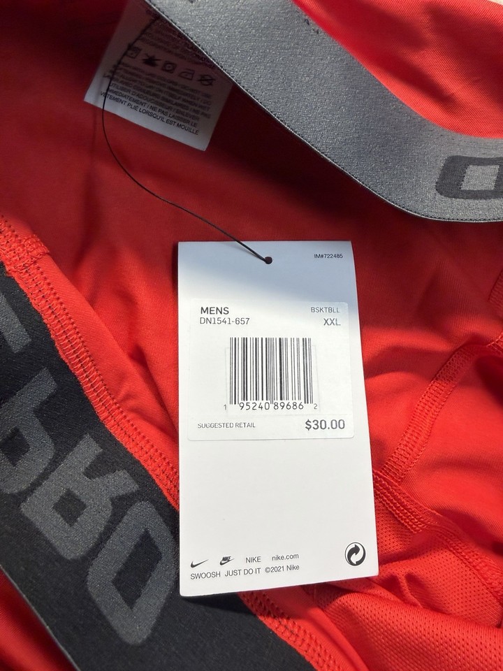 NIKE Pro Combat NBA Red 3/4 COMPRESSION PANTS Player Issued Mens XXL ...