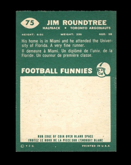 1960 Topps CFL - #75 Jim Rountree (RC) for sale online | eBay