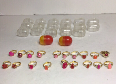 Hong Kong Vending Machine Rings Pink Red Orange Purple Plastic Gems Set ...
