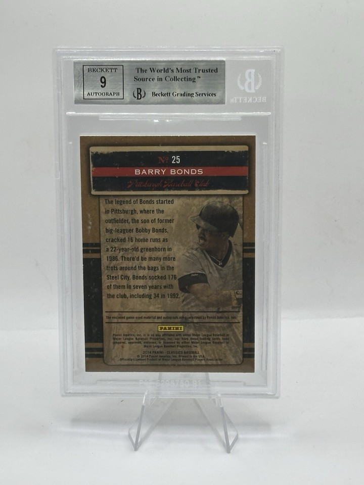 2014 Panini Classics Barry Bonds Auto Game Used Bat Relic 2/5 Beckett 9 ...