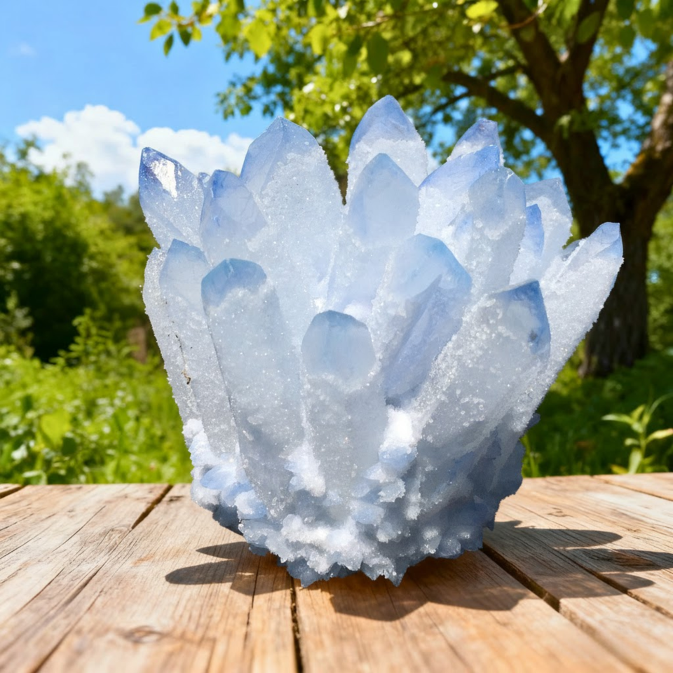 300g Blue Phantom Quartz Crystal Cluster Healing Attracts Wealth Home ...