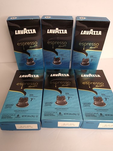 6x Lavazza DEK 7/13 Medium Decaf Espresso Pods Nespresso Original BB 3 ...