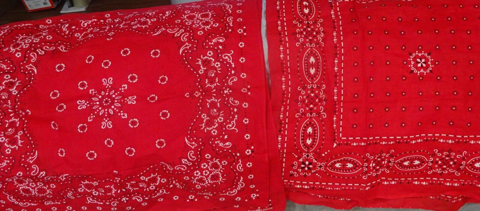 8-Vintage Elephant Trunk Up Fast Color RED Bandana LO… - Gem