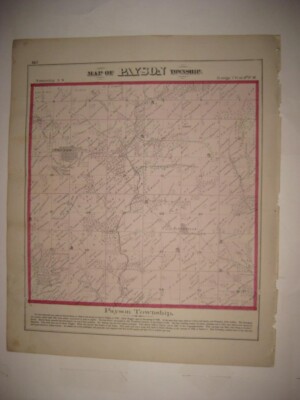 ANTIQUE 1872 PAYSON TOWNSHIP ADAMS COUNTY ILLINOIS HANDCOLORED MAP ...