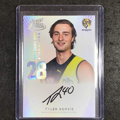 2022 Select AFL Optimum TYLER SONSIE Draft Pick Signature Platinum 07/ ...