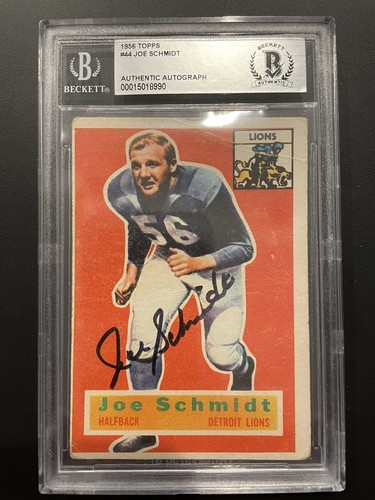 Joe Schmidt signed 1956 Topps Rookie Card Football Hall of Fame Lions ...