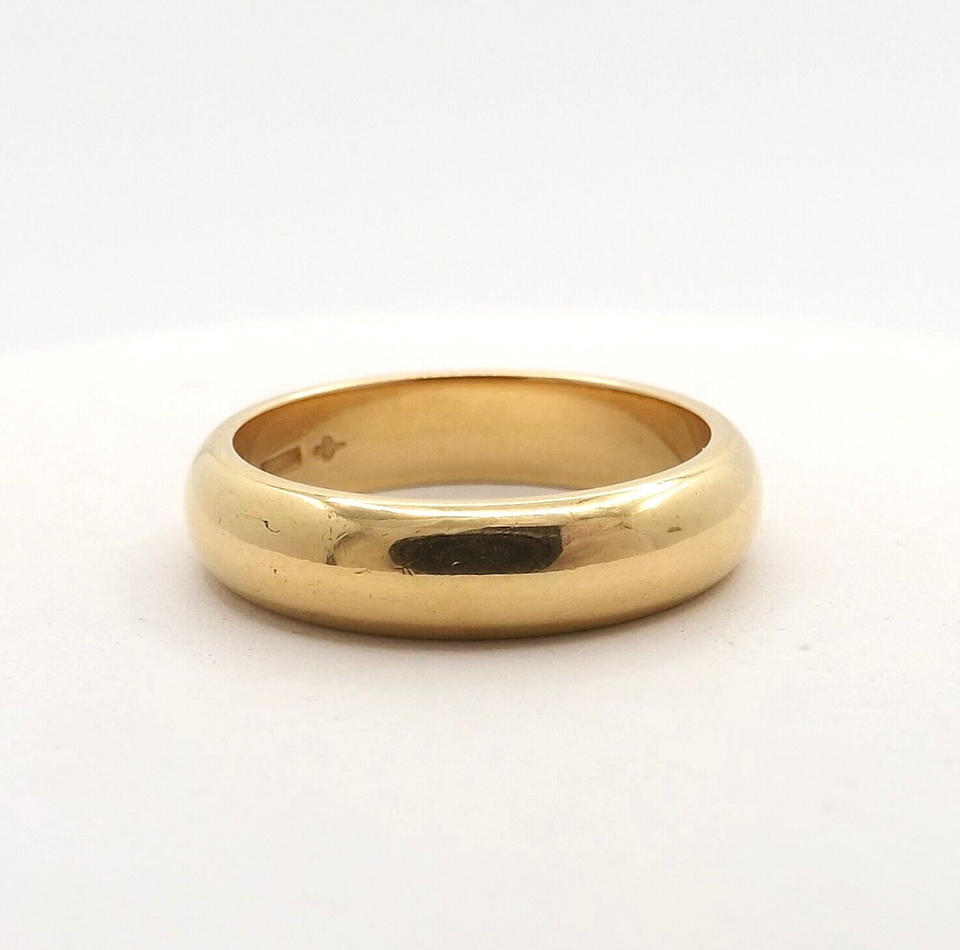 Solid 18K Gold Plain Wedding Band Ring Unisex Italy 750 sz6 4.5mm | eBay