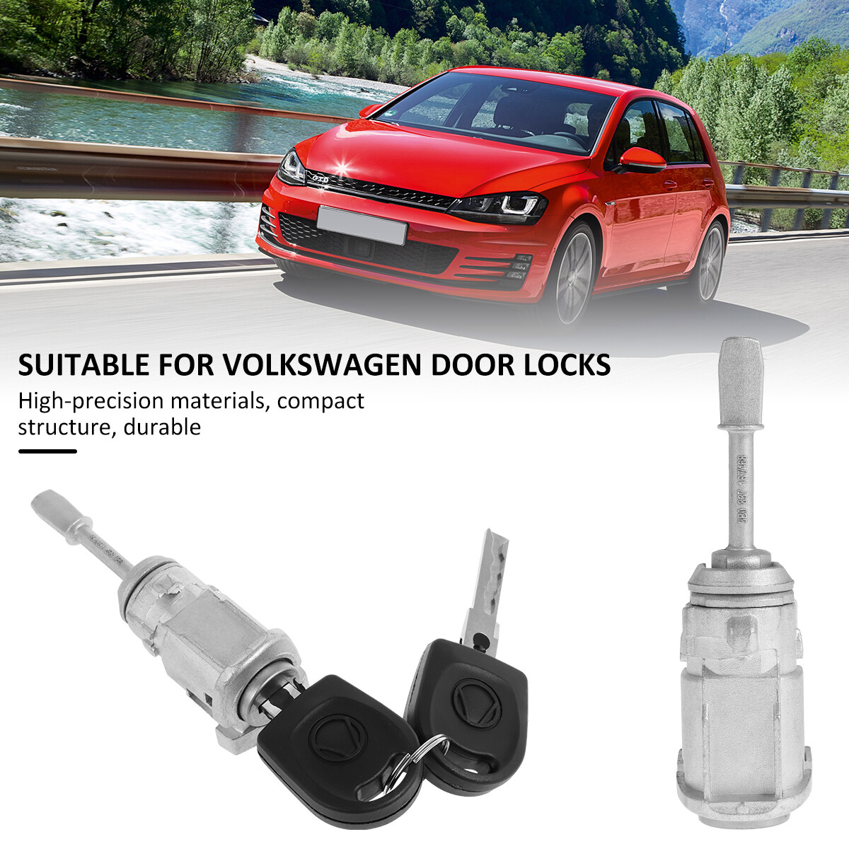 Car Front Door Lock Cylinder with 2 Keys Compatible with Golf 4 Mk4 ...