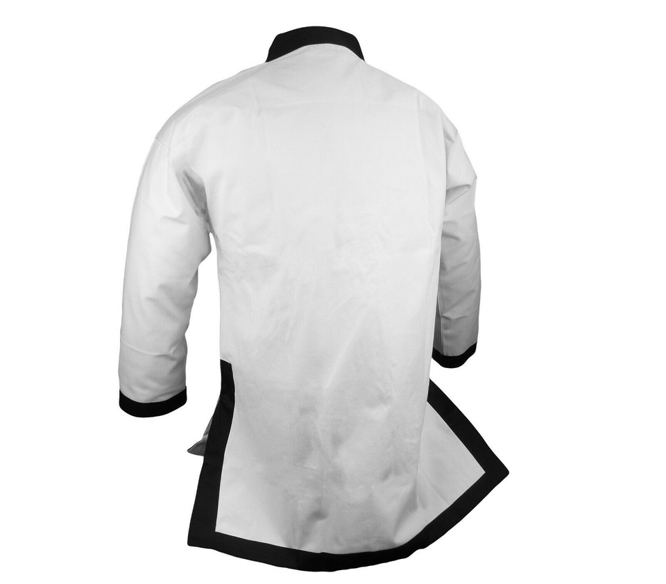 12 oz Tang Soo Do Uniform Karate Gi White with Black Heavy Weight Dobak ...