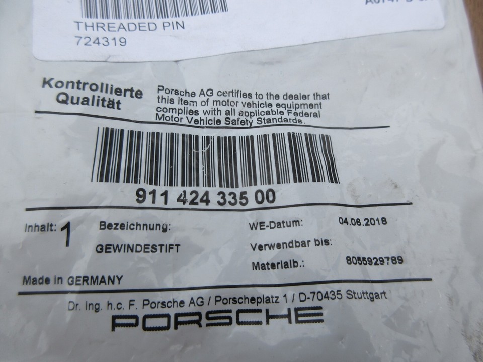 NEW Genuine Porsche Threaded Shifter Pin for 1974-1989 911 91142433500 ...