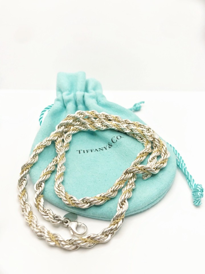 Tiffany & Co. 18KYG & SS Twist Rope Chain Necklace 18" | eBay