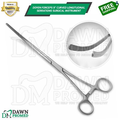 Doyen Intestinal Forceps 9" Curved Longitudinal Serration Surgical Inst ...