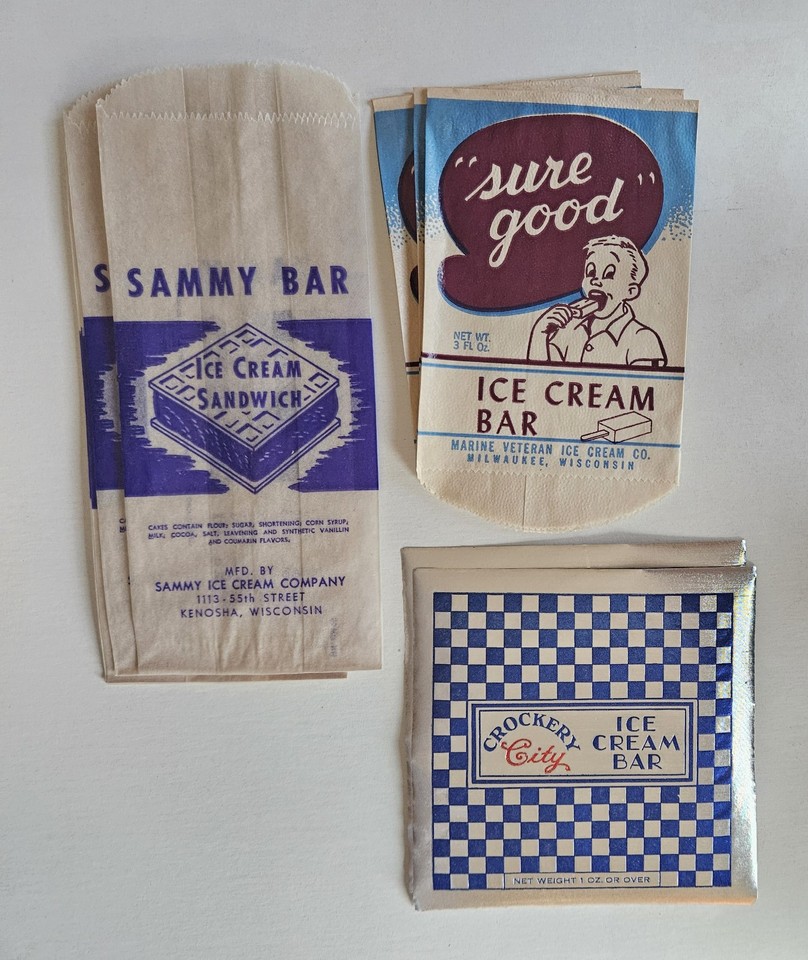 Lot of 30 Vintage Old Ice Cream Bags/Wrappers, 3 Different, Unused ...