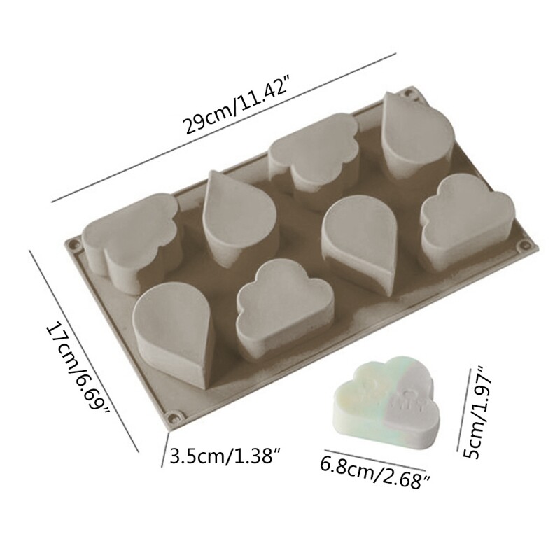 8-Cavity Clouds Raindrops Shape Soap Mold Homemade Soap Crafting Mould ...
