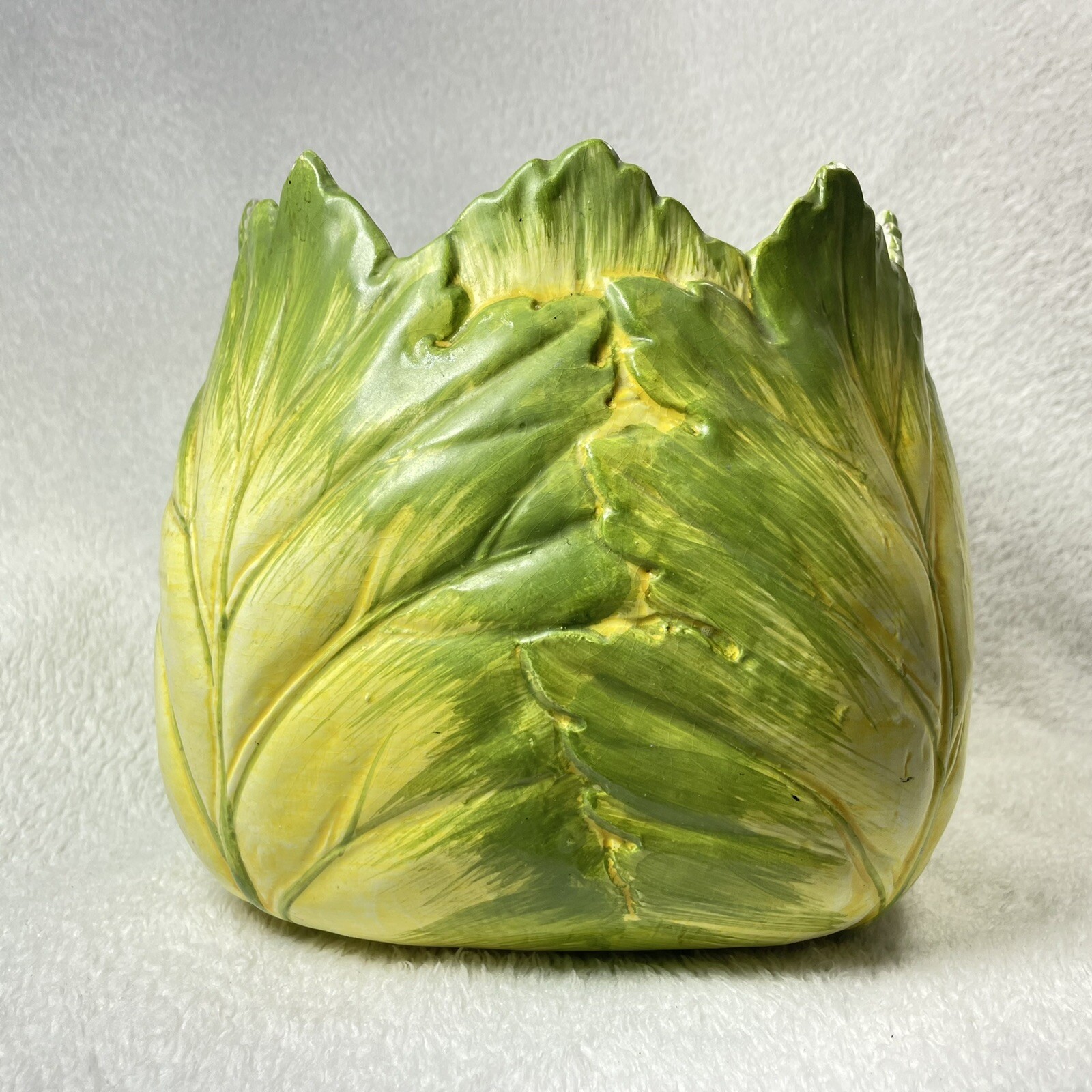 Miselman Imports Green Ceramic Lettuce Shaped Planter Container Made in ...