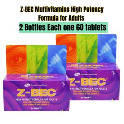 2 Bottles Z-BEC Multivitamins High Potency Formula for Adults 2x60 ...