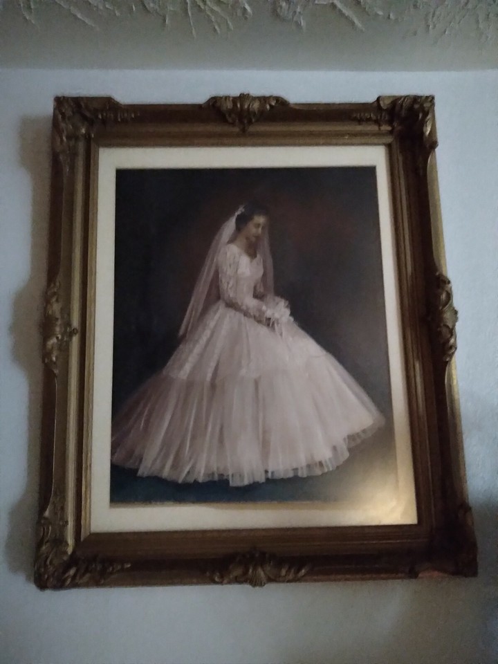 Antique Oil Portrait Of A Lady Bride Oil Painting Tempera Framed Gold ...