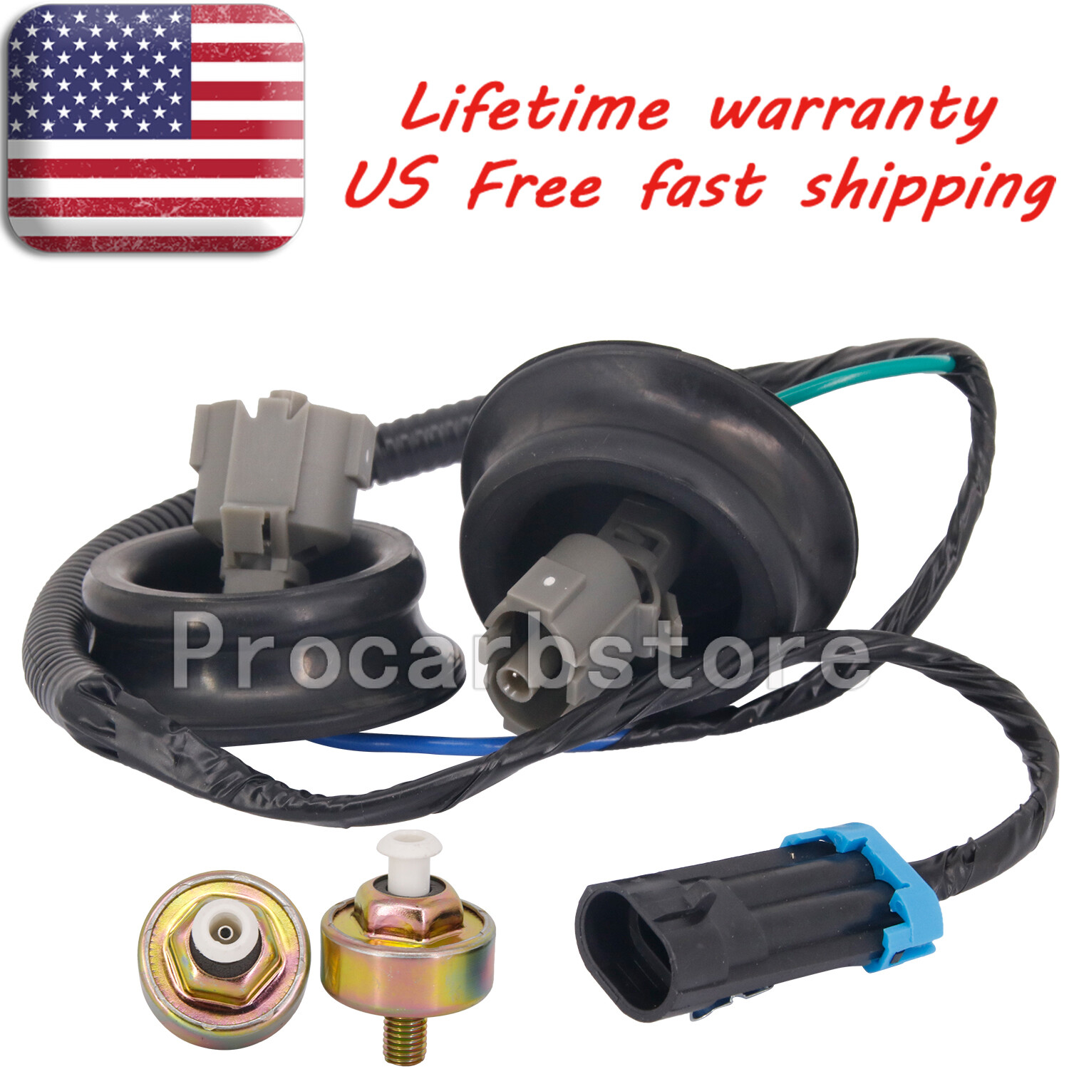 2Pcs Knock Sensor For GM LS1 LQ4 LQ9 6.0 5.3 5.7 Knock harness 12601822 ...