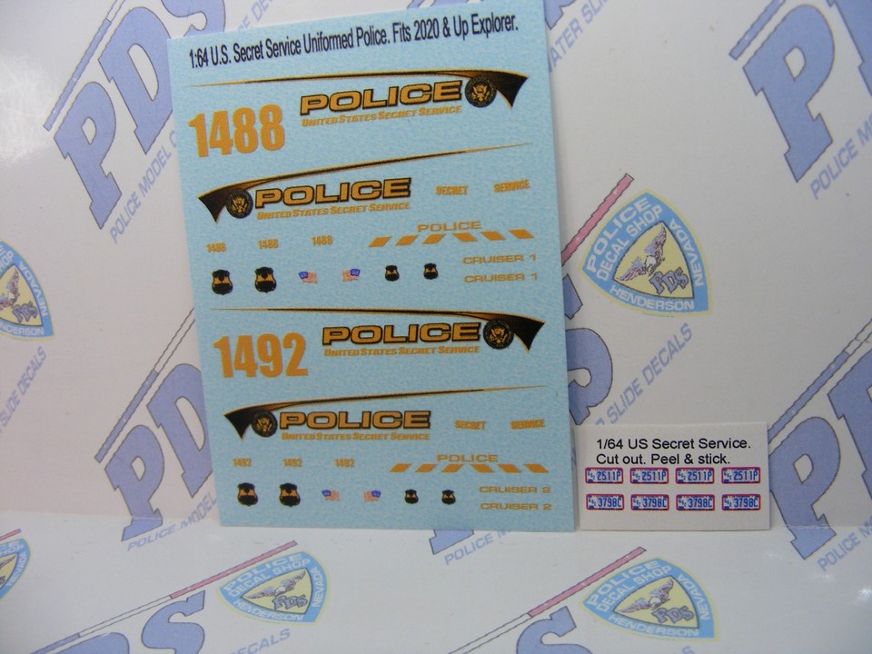Secret Service Police 1/64 Water Slide Decal Set Fits GL '20 & Up ...