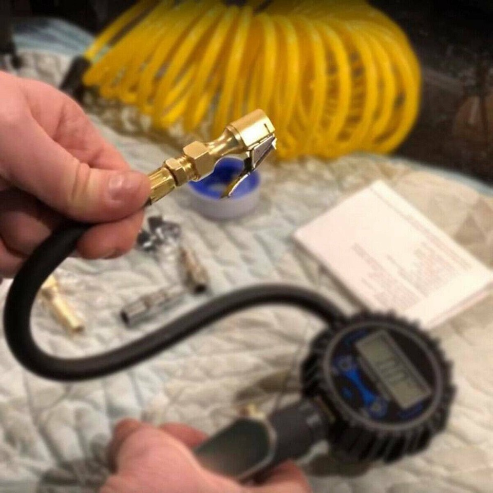 2pcs Tire Inflatable Straight Brass Open Flow Air Chuck Lock-On Clip 1/ ...