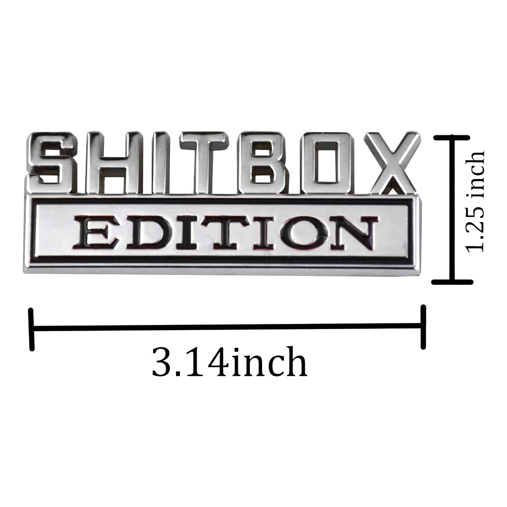 2X 3D SHITBOX EDITION Emblem Decal Badge Stickers Silver For GM GMC ...