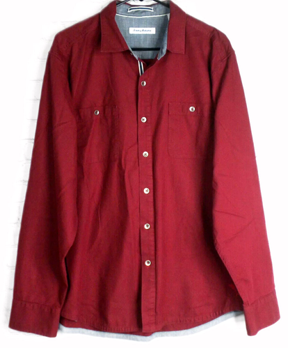 Tommy Bahama Men's Maroon Red Button-down Long Sleeve Shirt Size L | eBay